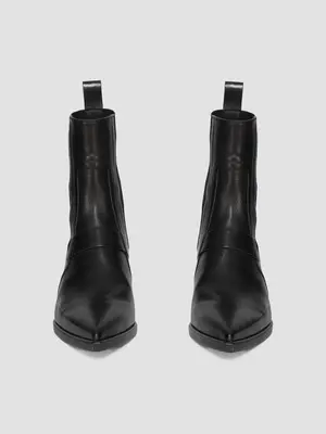 Rick Owens Point Toe Leather Wedge-heel Ankle Boots