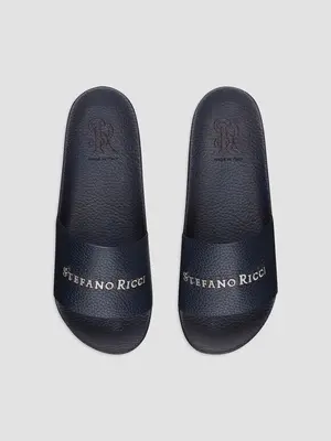 Stefano Ricci Calfskin Leather Slides - Blue