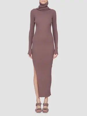 Rick Owens Rib-knit Turtleneck Maxi Dress