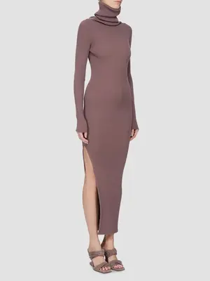 Rick Owens Rib-knit Turtleneck Maxi Dress