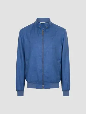 Stefano Ricci Wool And Silk Blend Blouson Jacket - Blue