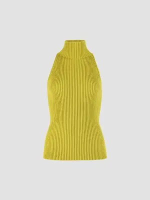 Alaïa Rib-knit Turtleneck Top - Lime
