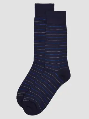 Marcoliani City Striped Cotton-nylon Socks - Navy