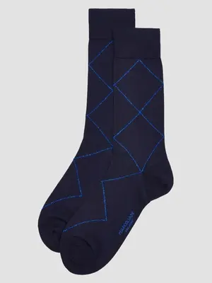 Marcoliani Ombré Argyle Cotton-nylon Socks - Navy