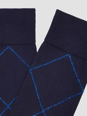 Marcoliani Ombré Argyle Cotton-nylon Socks - Navy
