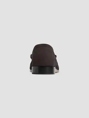 Bottega Veneta Silenzio Intrecciato Suede Venetian Loafers - Espresso