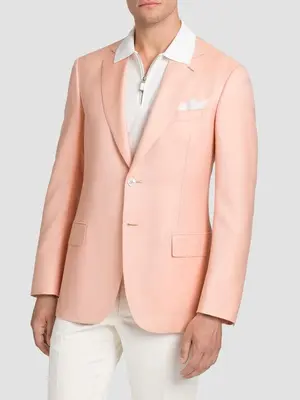 Stefano Ricci Classic 2 Button Blazer In Cashmere And Silk - Orange