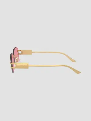 Versace Damier Plaque 58mm Oval Sunglasses - Gold Pink