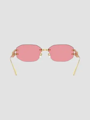 Versace Damier Plaque 58mm Oval Sunglasses - Gold Pink