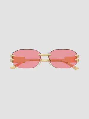 Versace Damier Plaque 58mm Oval Sunglasses - Gold Pink