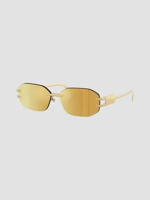 Versace Damier Plaque 58mm Oval Sunglasses - Gold