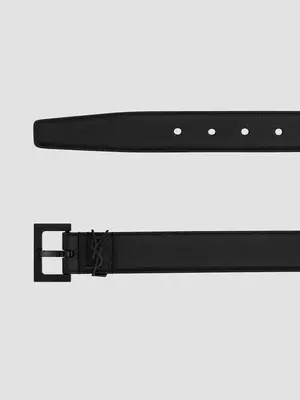 Saint Laurent Cassandre Belt In Smooth Leather - Black