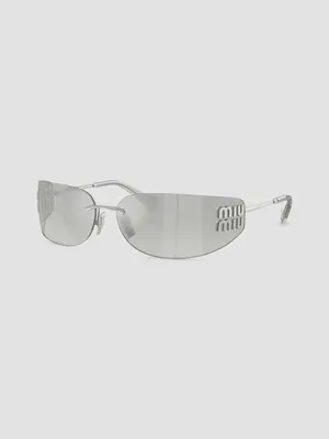 Miu Miu 75mm Rimless Wrap Sunglasses