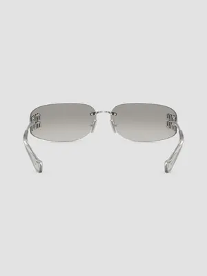 Miu Miu 75mm Rimless Wrap Sunglasses