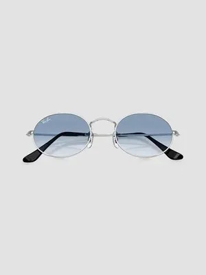 Ray-ban Rb3547 54mm Oval Sunglasses - Gradient Blue Silver