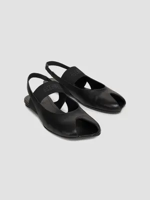 MAISON MARGIELA Logo Peep-toe Slingback Ballet Flats