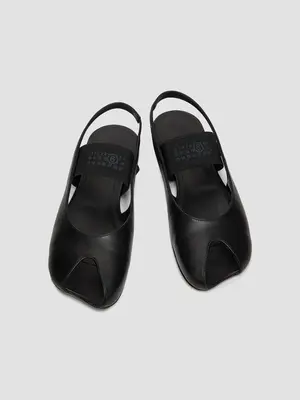 MAISON MARGIELA Logo Peep-toe Slingback Ballet Flats
