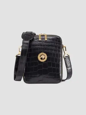 Stefano Ricci Crocodile Leather Messenger Bag - Black
