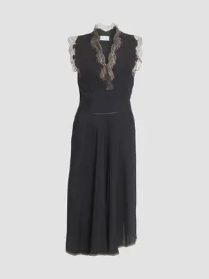 MAISON MARGIELA Lace-trimmed Matte Satin Midi-dress