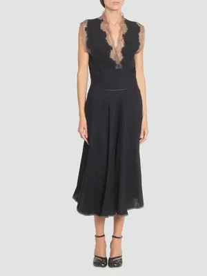 MAISON MARGIELA Lace-trimmed Matte Satin Midi-dress