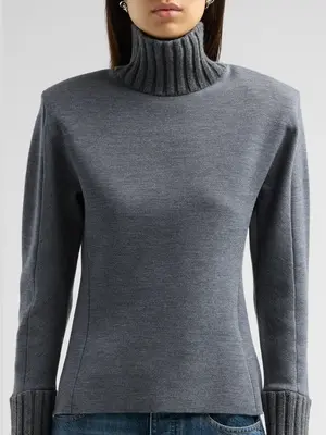 Bottega Veneta Turtleneck Double-knit Wool Long-sleeve Sweater