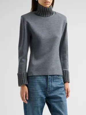 Bottega Veneta Turtleneck Double-knit Wool Long-sleeve Sweater