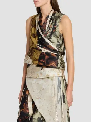 MAISON MARGIELA Floral Draped Silk Top