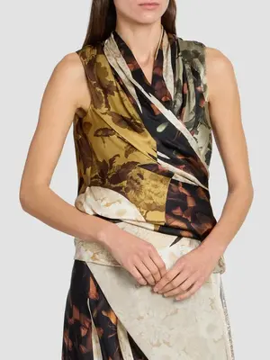 MAISON MARGIELA Floral Draped Silk Top