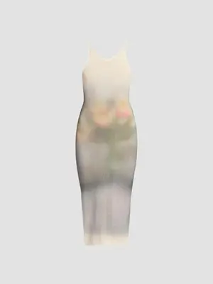 MAISON MARGIELA Floral Knit Cotton Midi-dress