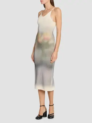 MAISON MARGIELA Floral Knit Cotton Midi-dress