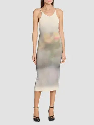 MAISON MARGIELA Floral Knit Cotton Midi-dress