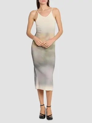 MAISON MARGIELA Floral Knit Cotton Midi-dress