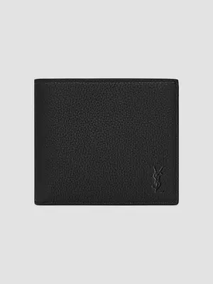 Saint Laurent Cassandre Shadow Leather Wallet With Coin Purse - Black