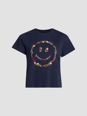 Cinq À Sept Wildflower-embroidered Cotton Shrunken T-shirt