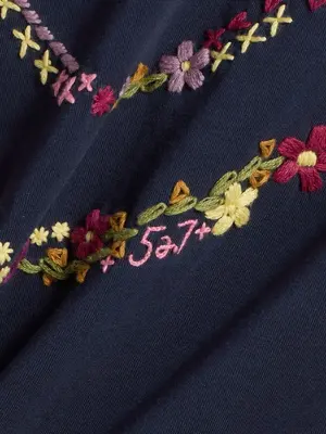 Cinq À Sept Wildflower-embroidered Cotton Shrunken T-shirt
