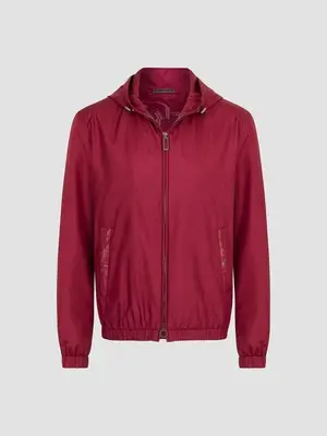 Stefano Ricci Silk And Matted Crocodile Leather Hooded Blouson Jacket - Red