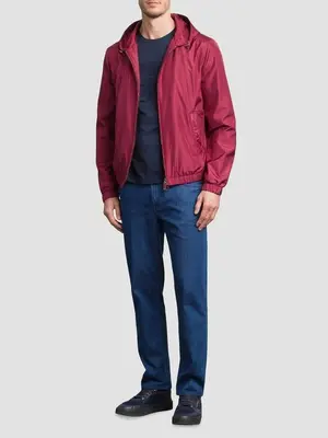 Stefano Ricci Silk And Matted Crocodile Leather Hooded Blouson Jacket