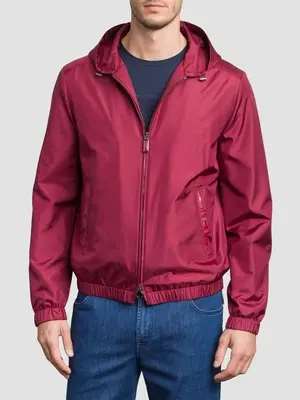 Stefano Ricci Silk And Matted Crocodile Leather Hooded Blouson Jacket