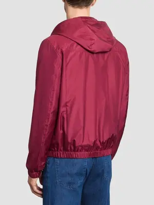 Stefano Ricci Silk And Matted Crocodile Leather Hooded Blouson Jacket