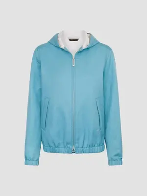 Stefano Ricci Linen And Silk Hooded Jacket - Blue