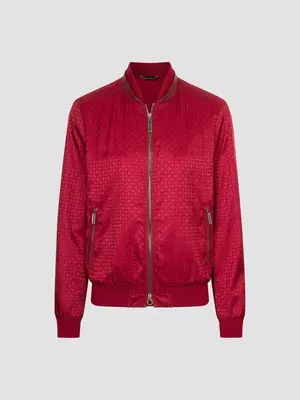 Stefano Ricci Jacquard And Lambskin Leather Blouson Jacket - Ruby Red