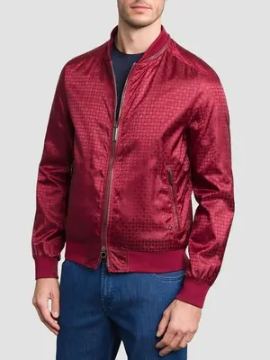 Stefano Ricci Jacquard And Lambskin Leather Blouson Jacket - Ruby Red