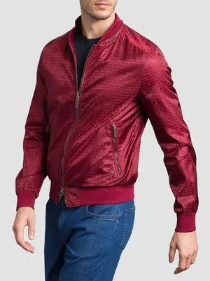 Stefano Ricci Jacquard And Lambskin Leather Blouson Jacket - Ruby Red