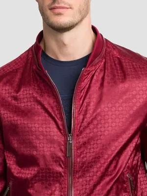 Stefano Ricci Jacquard And Lambskin Leather Blouson Jacket - Ruby Red