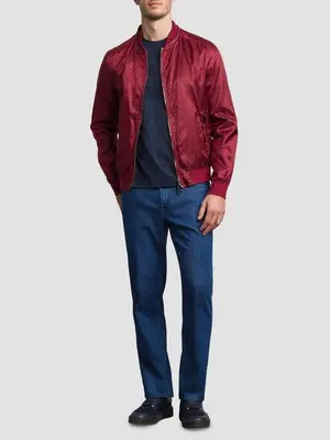 Stefano Ricci Jacquard And Lambskin Leather Blouson Jacket - Ruby Red