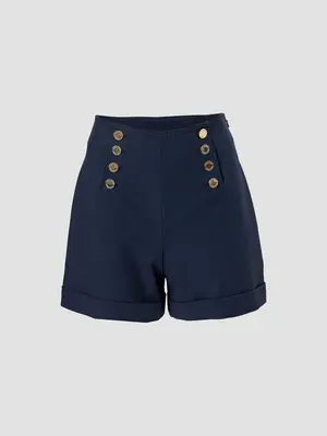 Carolina Herrera Cabana High-rise Wide-leg Shorts - Midnight