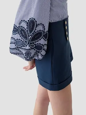 Carolina Herrera Cabana High-rise Wide-leg Shorts - Midnight