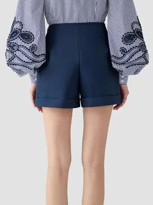 Carolina Herrera Cabana High-rise Wide-leg Shorts - Midnight