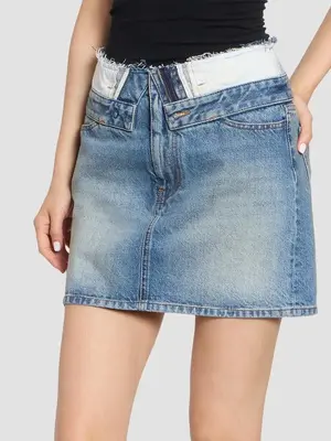 MAISON MARGIELA Layered-waist Denim Mini Skirt