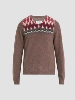 MAISON MARGIELA Fair Isle-inspired Wool-alpaca V-neck Sweater - Brown